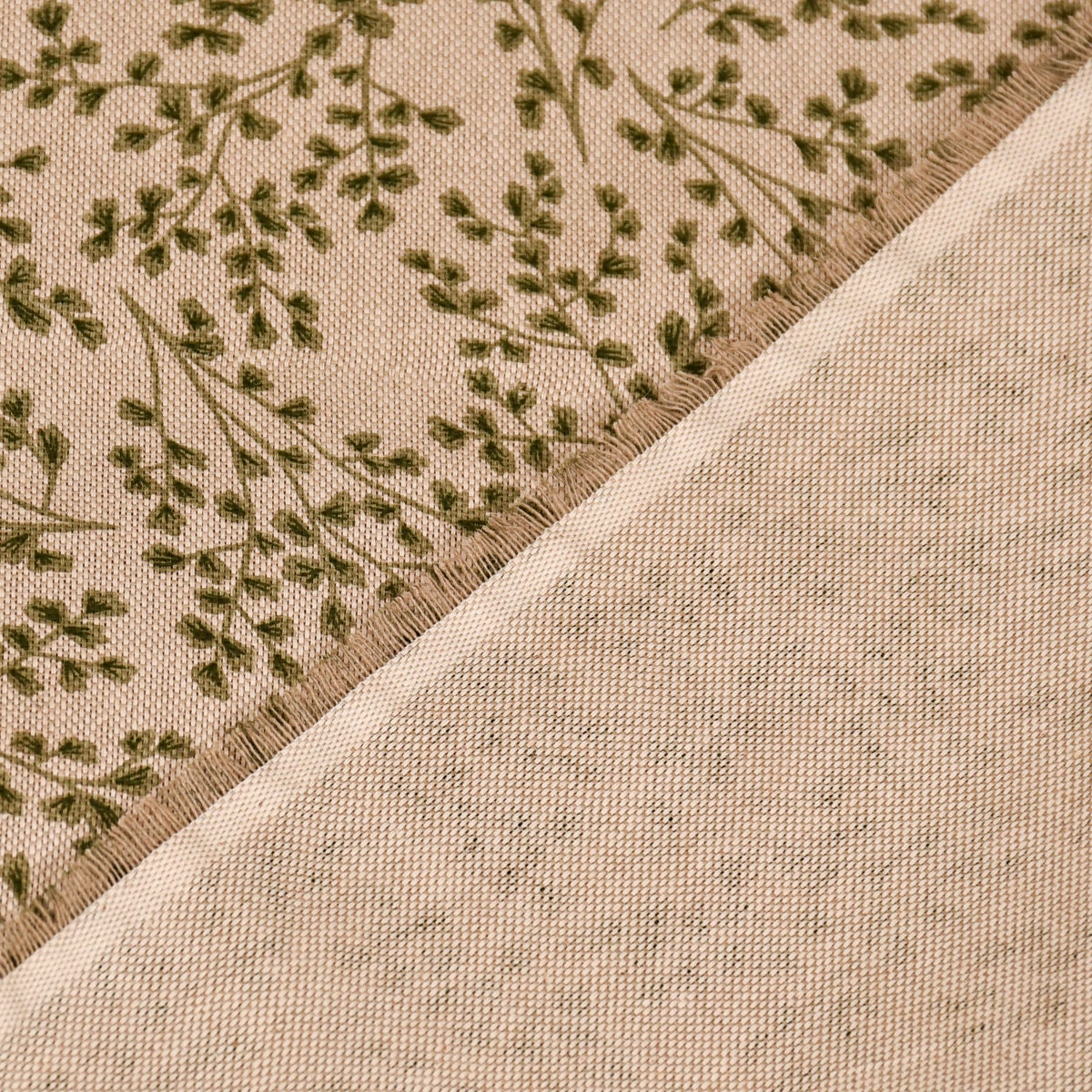 Decorative Fabric Half Panama Linen Look Fragile Leaves Small - Etsy UK