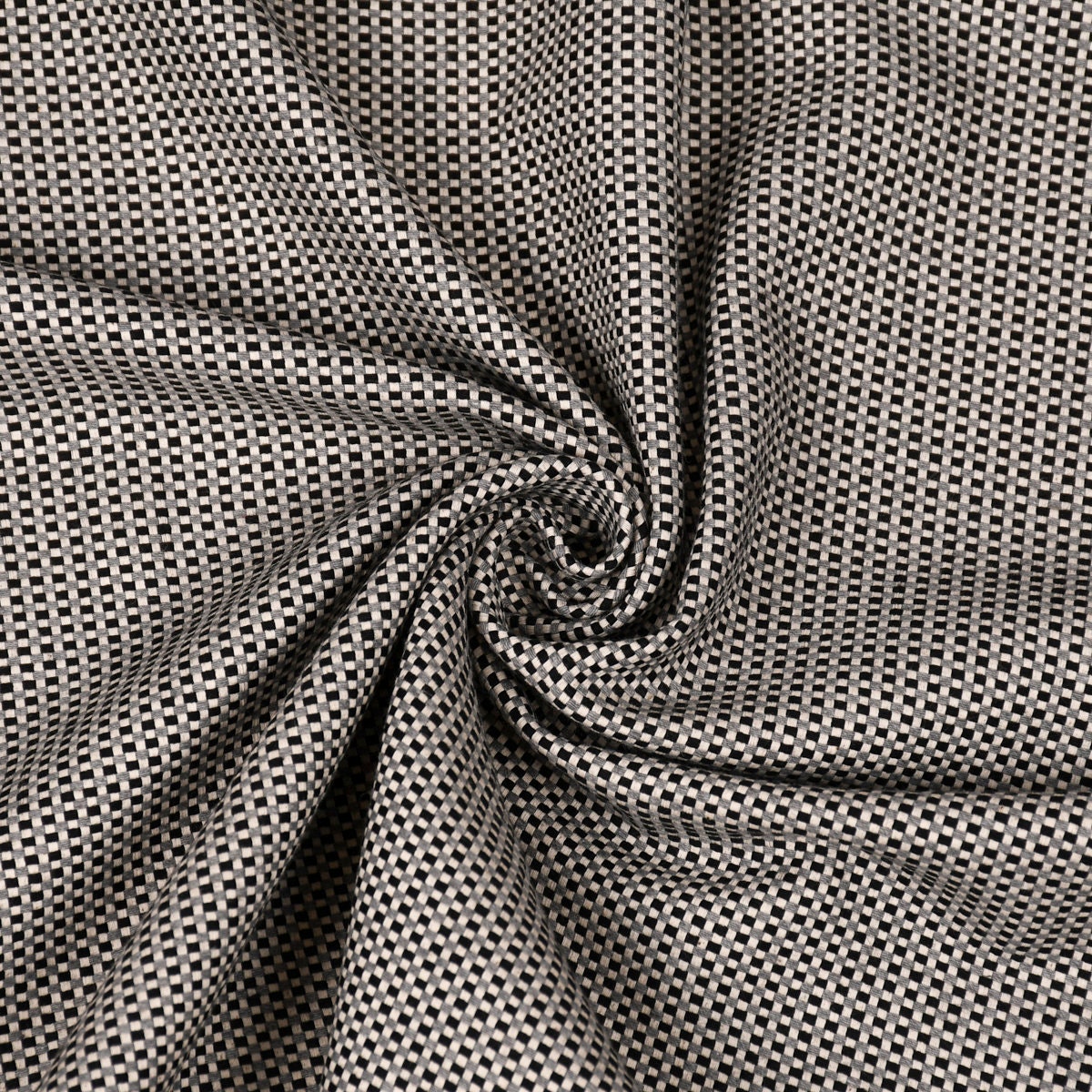 Decorative Fabric Dobby Square Cube Structure Solid Black Grey 1.40 M ...