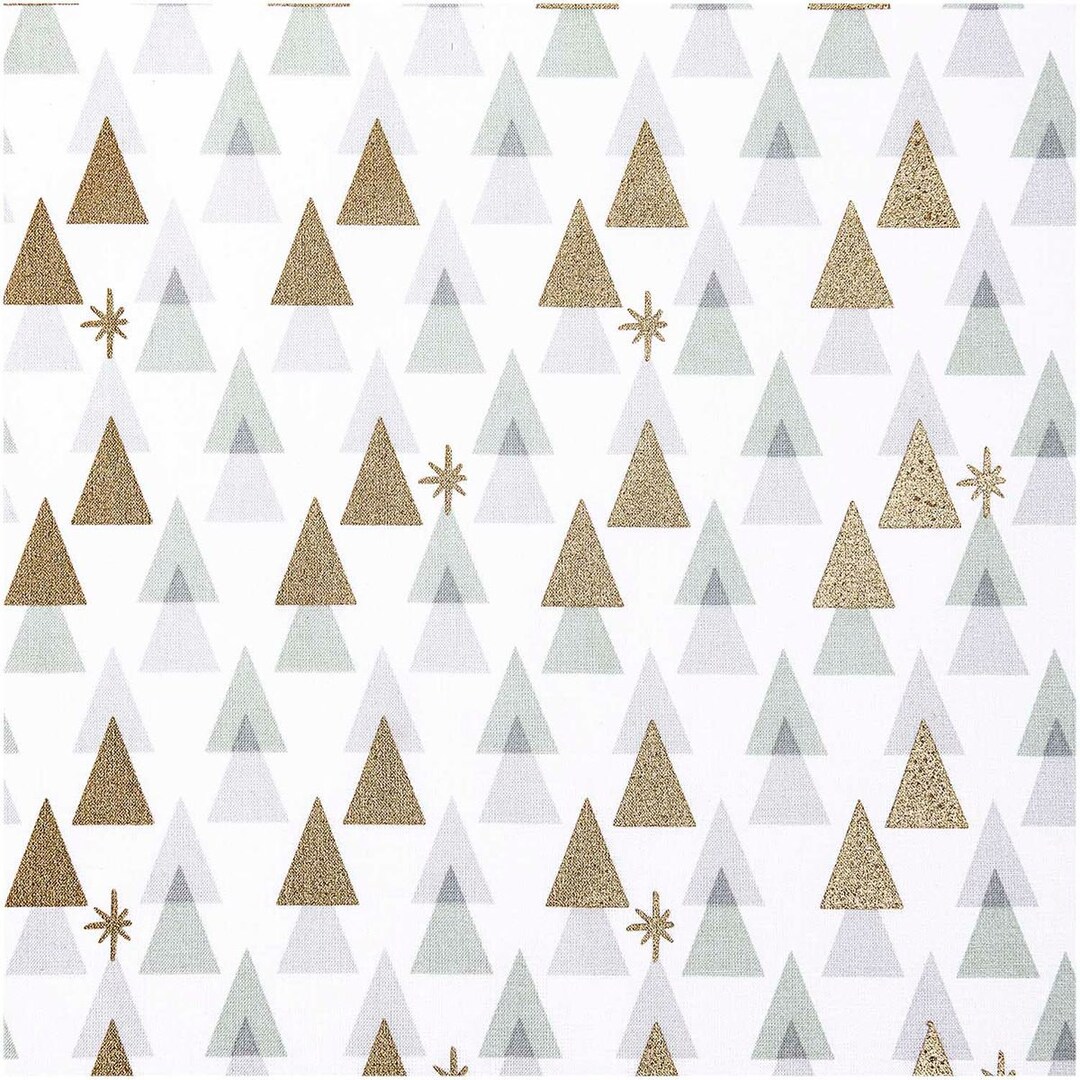 Rico Design Baumwollstoff Druckstoff Grafische Tannen Weiß Gold 50x140 ...