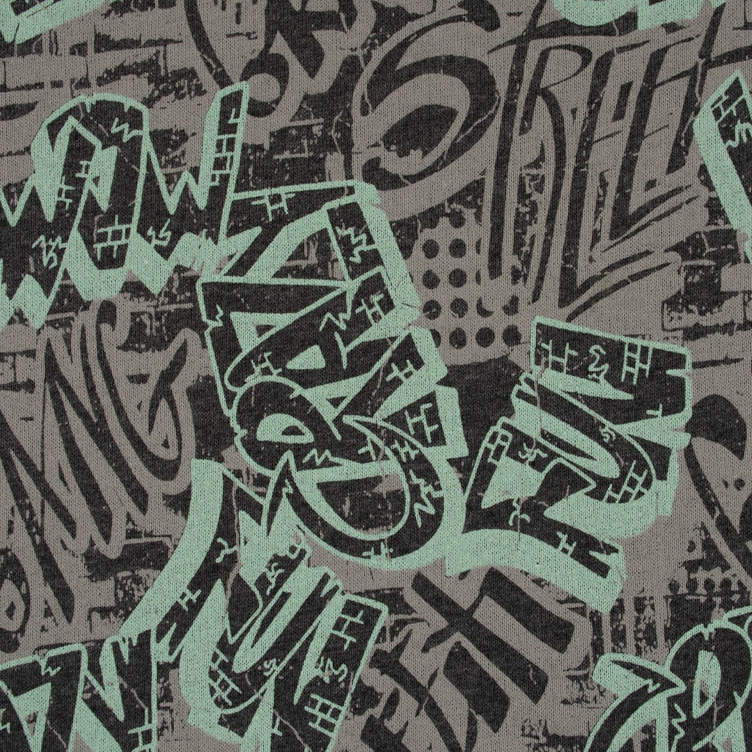 Sweat Fabric GRAFFITI Lettering Concrete Gray Mint Dark Gray - Etsy