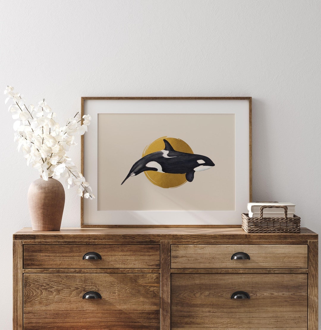 Orca Watercolor Art Print, Killer Whale Painting, Cetacean Illustration ...