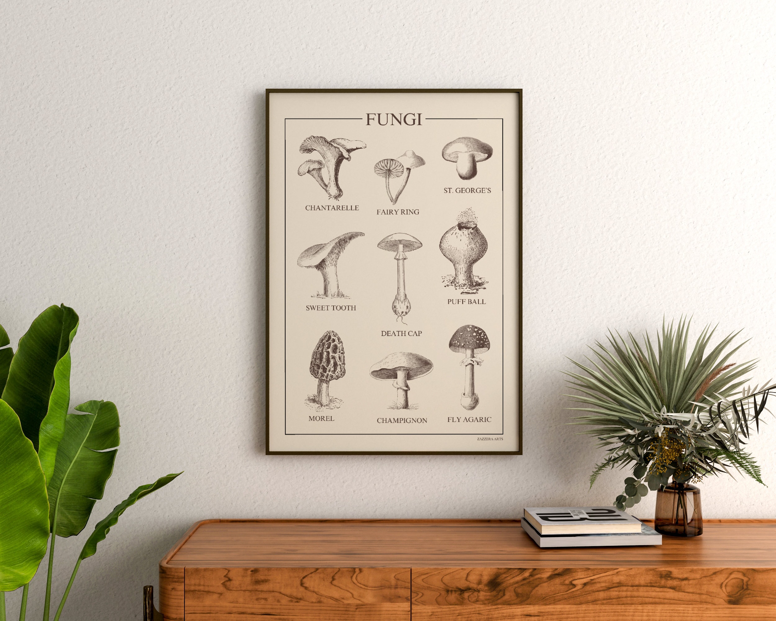 Vintage Style Poster, Fungi Art Print, Mushroom Wall Decor, Kitchen ...