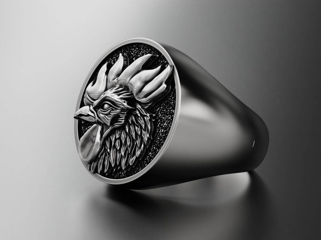 Silver Rooster Ring, Chicken Lady, Gag Gift, Men's Women's Jewelry ...