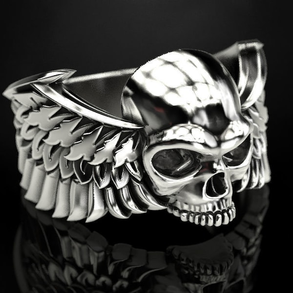 Winged Skull Ring - Etsy