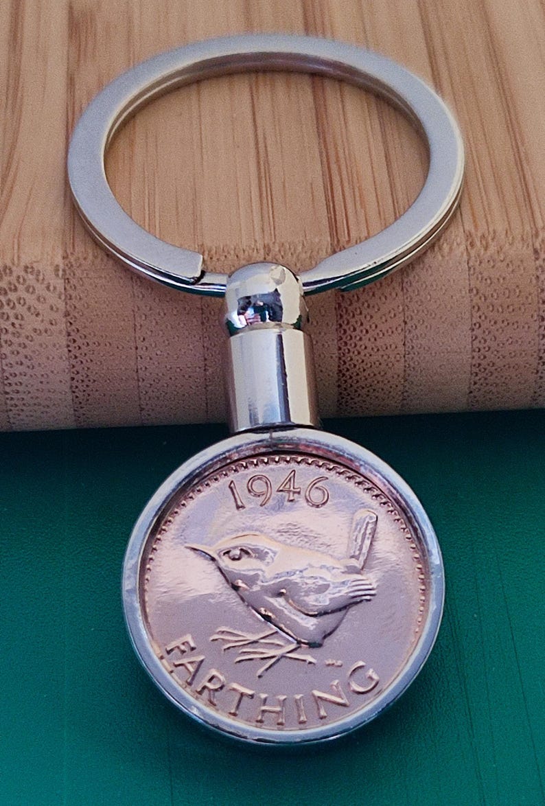 80th Birthday 1946 Farthing Keyring: Double-sided UK Coin, See Both ...