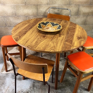 Round Retro Dinette Formica Folding Kitchen Table - Etsy UK