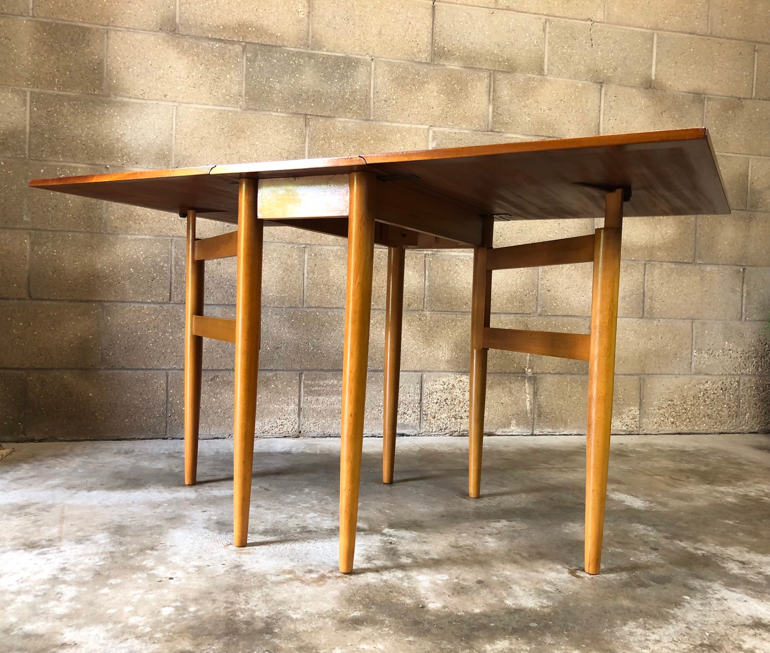 MCM Teak Rectangular Folding Gateleg Dining Table