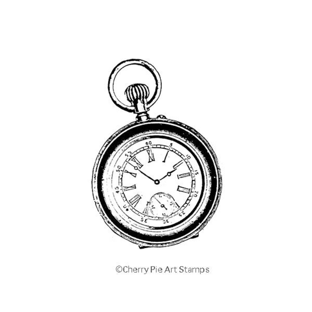 Pocket Watch Large- CLING Rubber STAMP by Cherry Pie L319 - Etsy