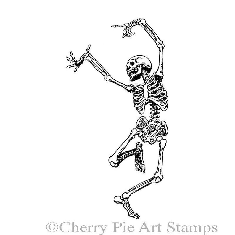 DANCING SKELETON Cling Rubber Stamp by Cherry Pie R560 - Etsy