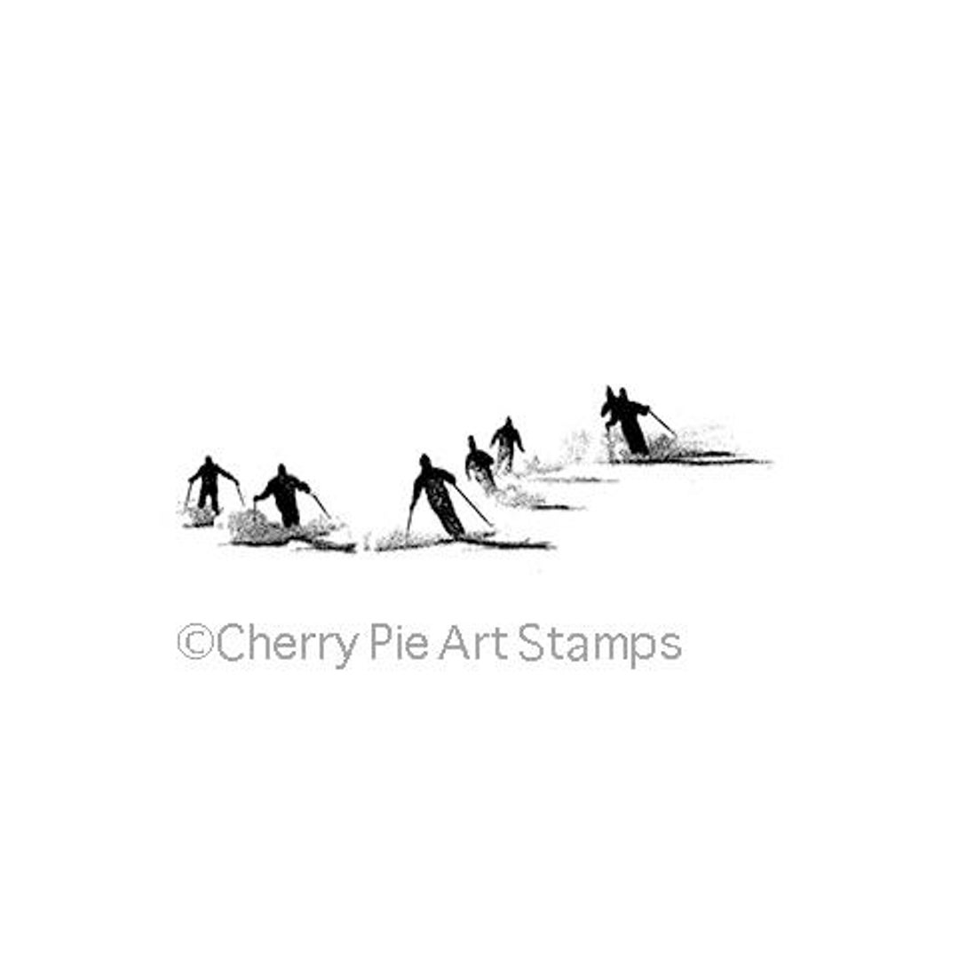 SKI SCHOOL - Cling Rubber STAMP- Rubber Stamp by Cherry Pie G237 - Etsy