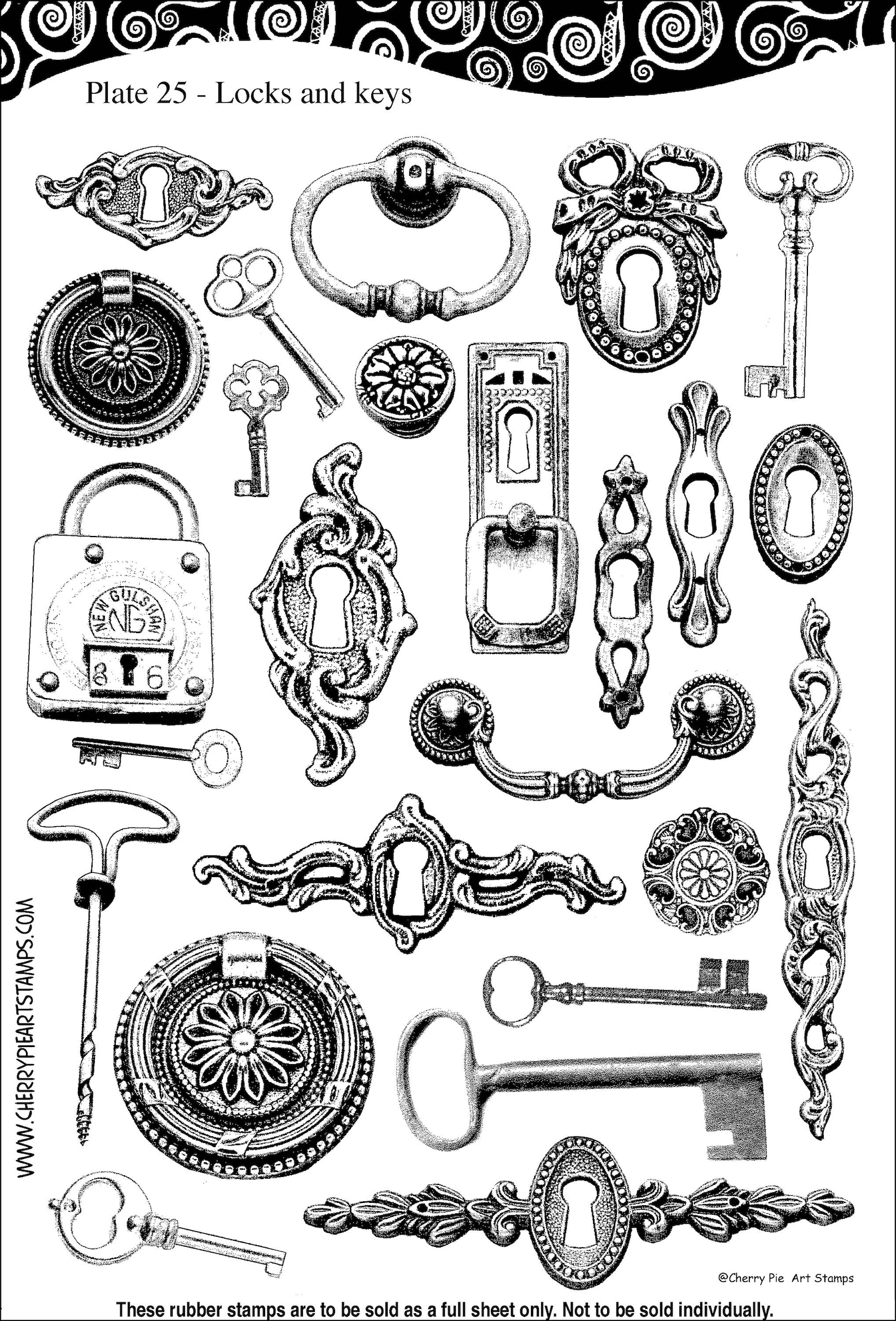 Locks and Keys Set of Unmounted Rubber Stamps Plate 25 - Etsy