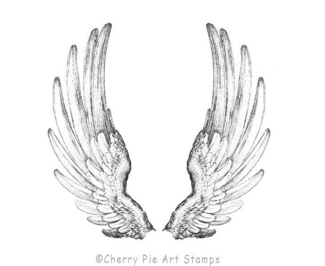 ANGEL WINGS - Cling Rubber Stamp by Cherry Pie R503 - Etsy