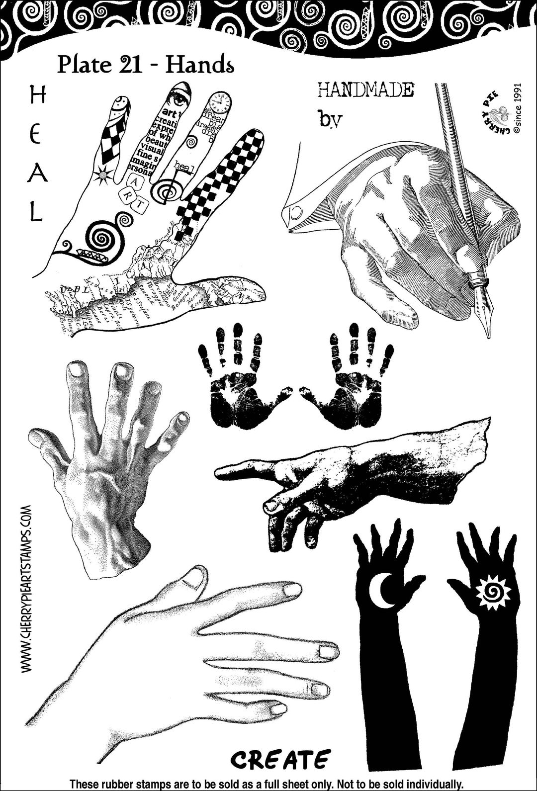 Art Hand, Handprints, Hands, Writing Hand - Set of Unmounted Rubber ...