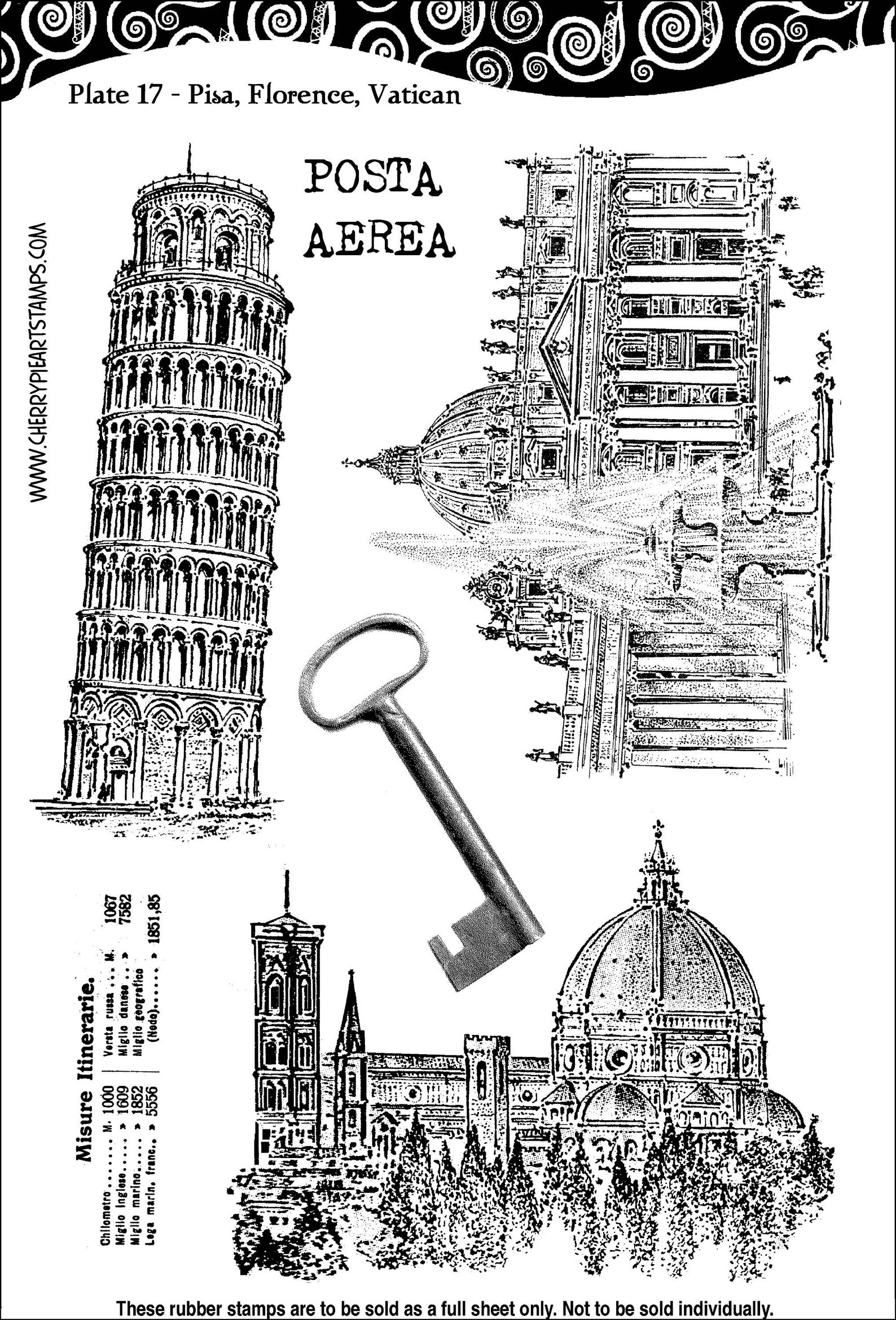 Pisa Italy Travels set of unmounted rubber stamps by Cherry | Etsy