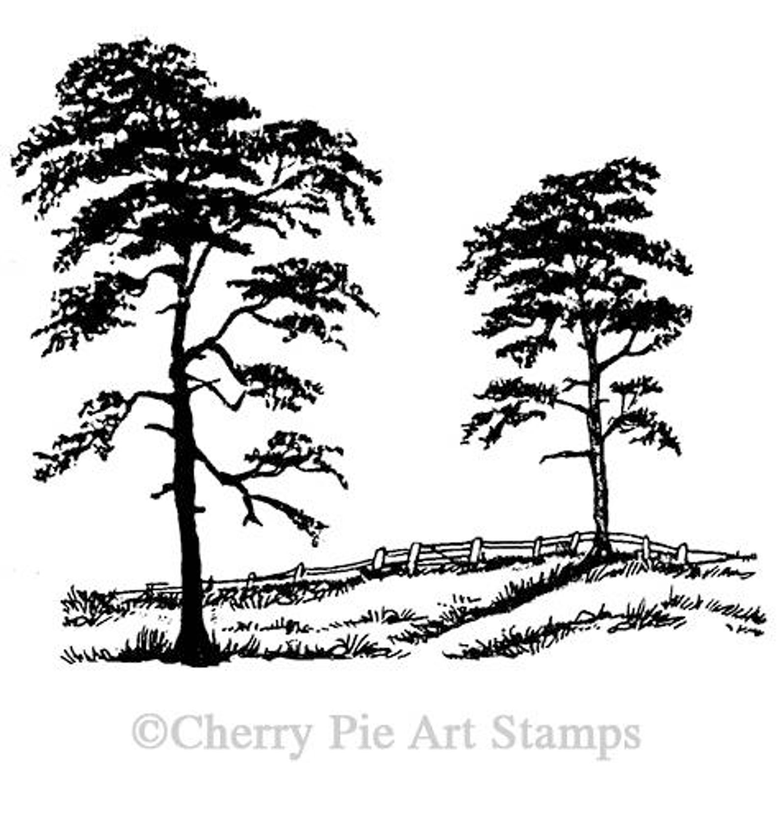 TWO TREES Silhouette- Cling Rubber Stamp by Cherry Pie Q456 - Etsy