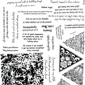 WORDS, DESIGN, POEM, Script Set of Unmounted Rubber Stamps by Cherry ...