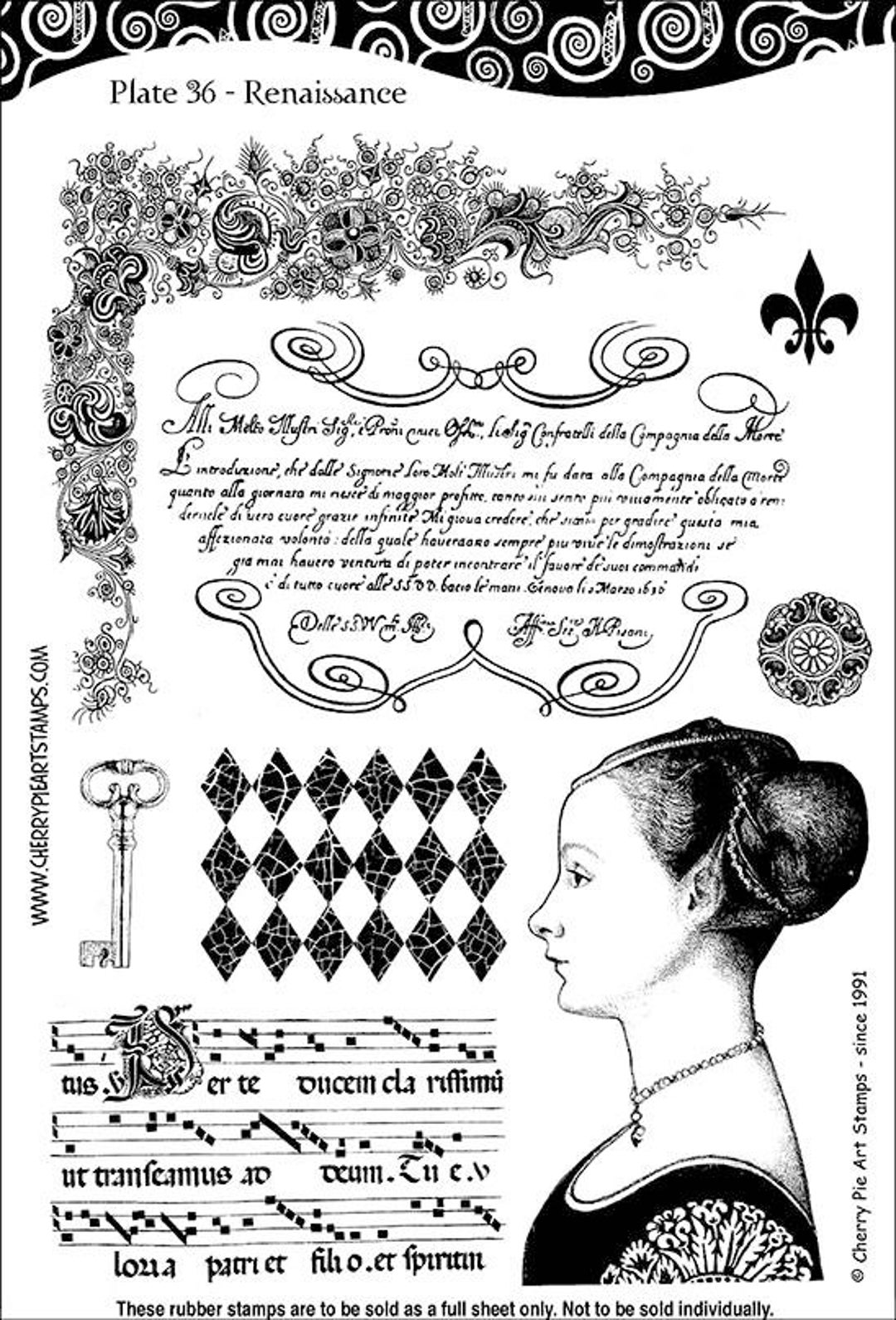 Italian Renaissance - Unmounted Rubber Stamps Set by Cherry Pie Plate ...