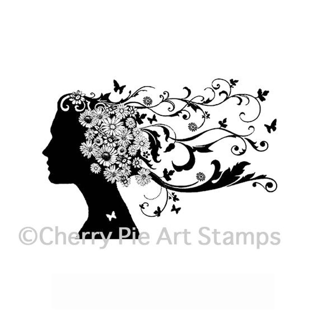 Flourishes Woman Silhouette - Spring Spirit -CLING Rubber STAMP by ...