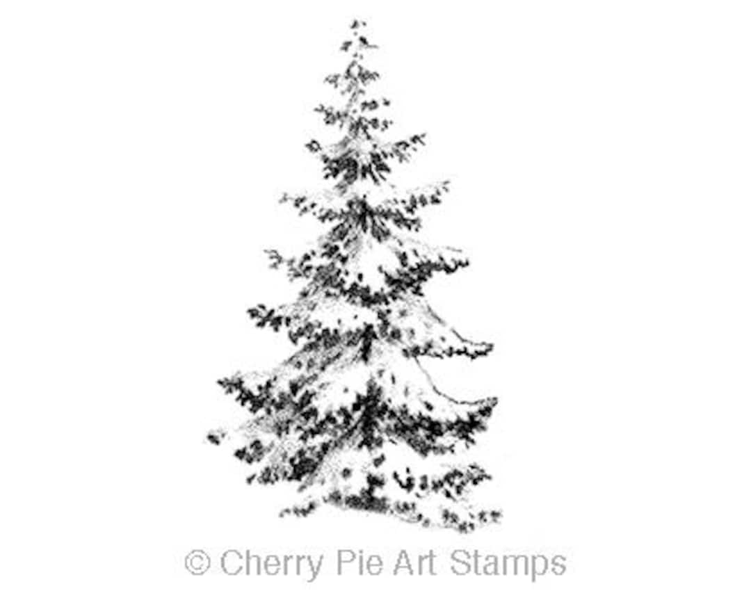 Large FIR TREE With SNOW- Cling Stamp - Rubber Stamp by Cherry Pie N386 ...