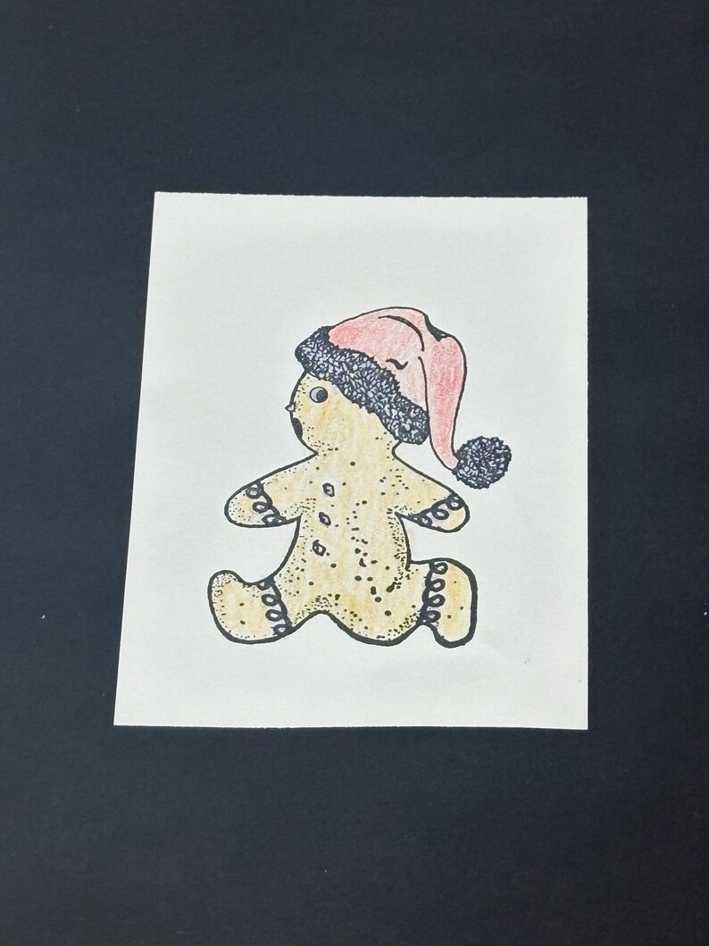 GINGERBREAD MAN RUNNING With Hat - Cling Rubber Stamp - Etsy
