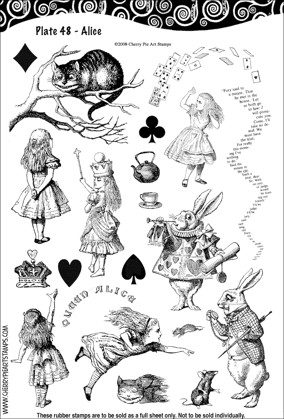 Alice in Wonderland- Set of Unmounted Rubber Stamps by Cherry Pie ...