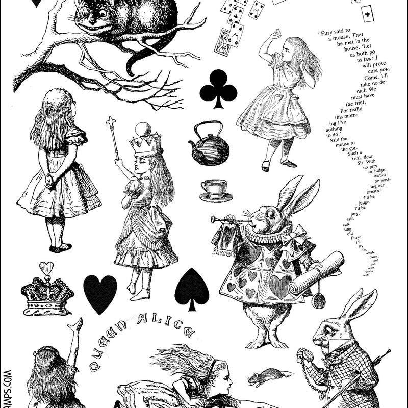 Alice in Wonderland Rubber Stamp - Etsy