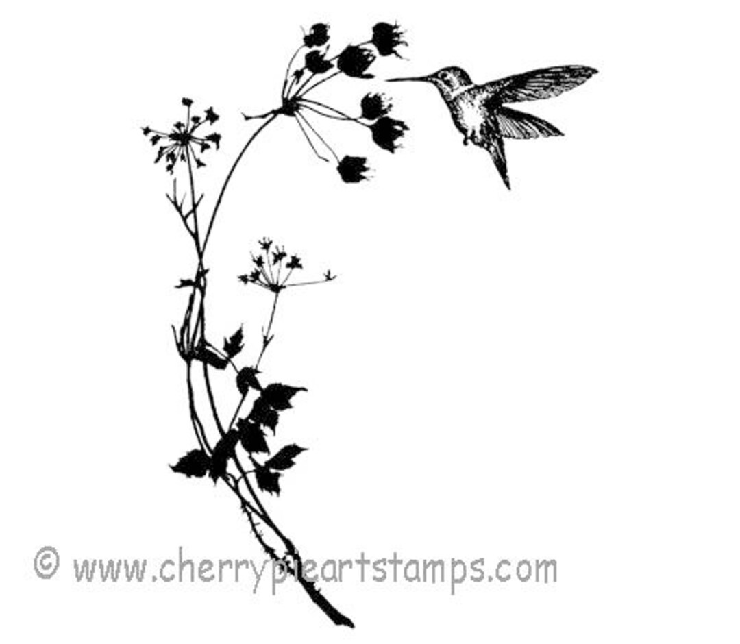 Hummingbird and Wild Flowers - CLING Rubber STAMP by Cherry Pie P415 - Etsy