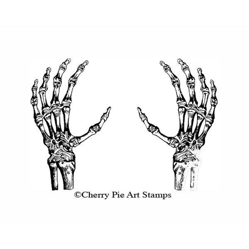 Skeleton Hands set of 2 Cling Rubber Stamps by Cherry Pie - Etsy
