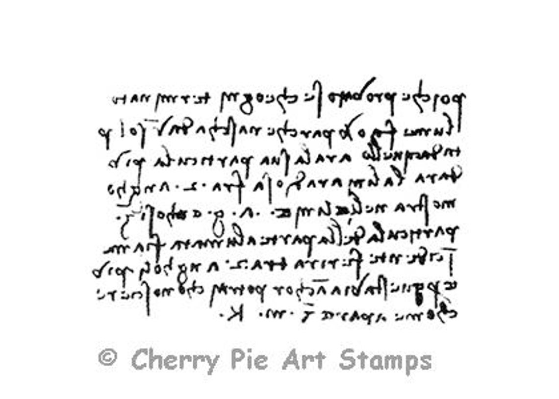 LEONARDO Da VINCI Script - Reversed Handwriting - Cling Rubber Stamp ...