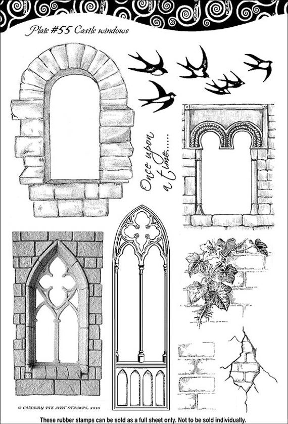 CASTLE WINDOWS Set of unmounted rubber stamps by Cherry Pie | Etsy