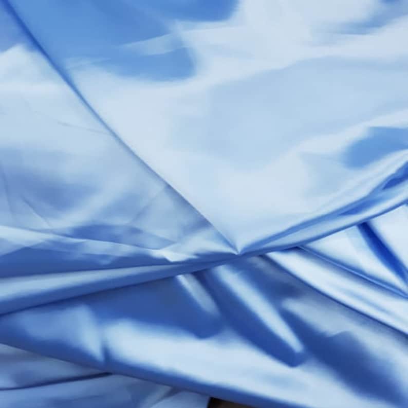Sky Blue Silky Stretch Satin Fabric, Silky Luxury Lining Fabric, Lining ...