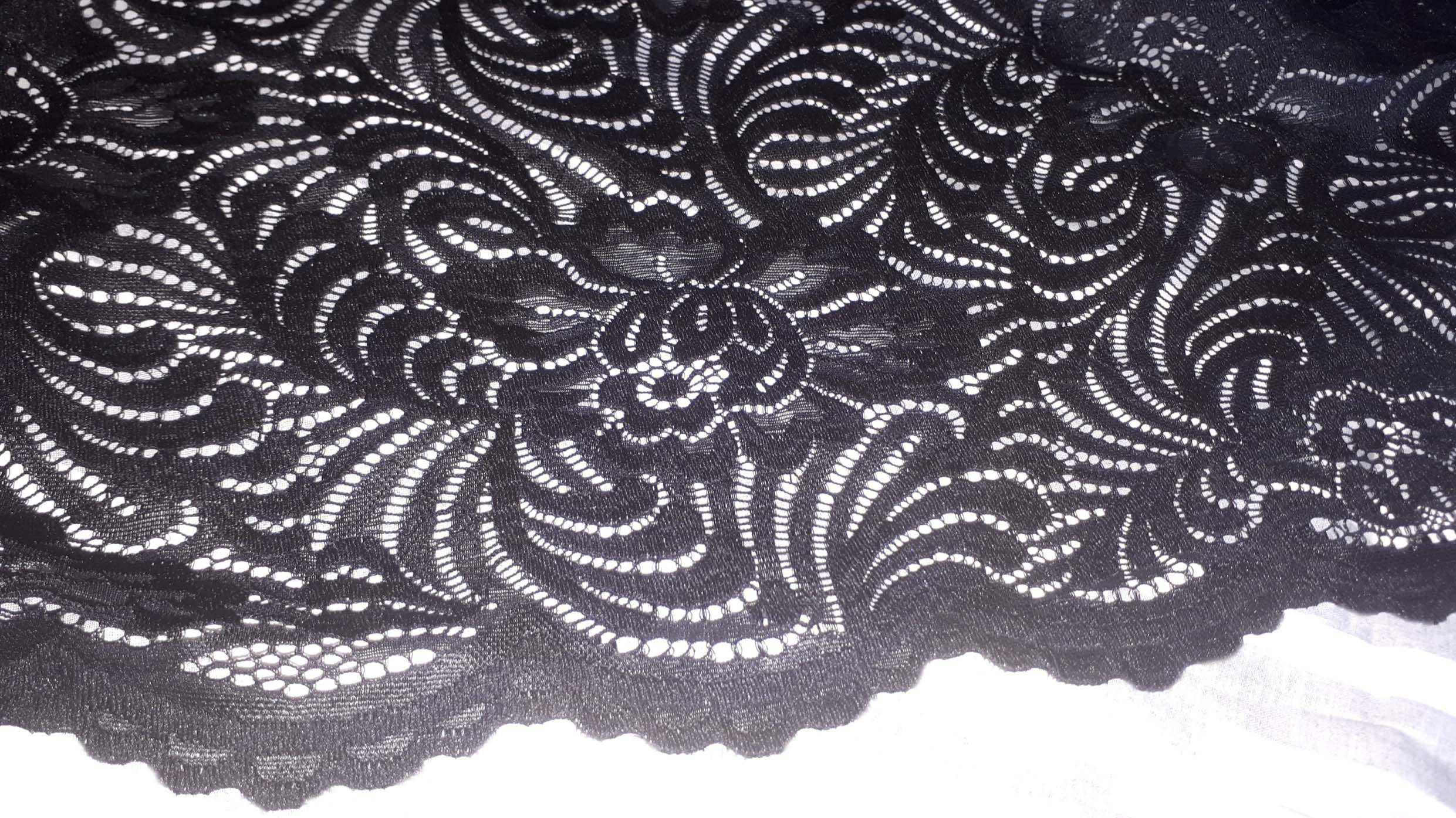 Black Lace Fabric See Through Sheer Stretchy Floral Sexy Sensual ...