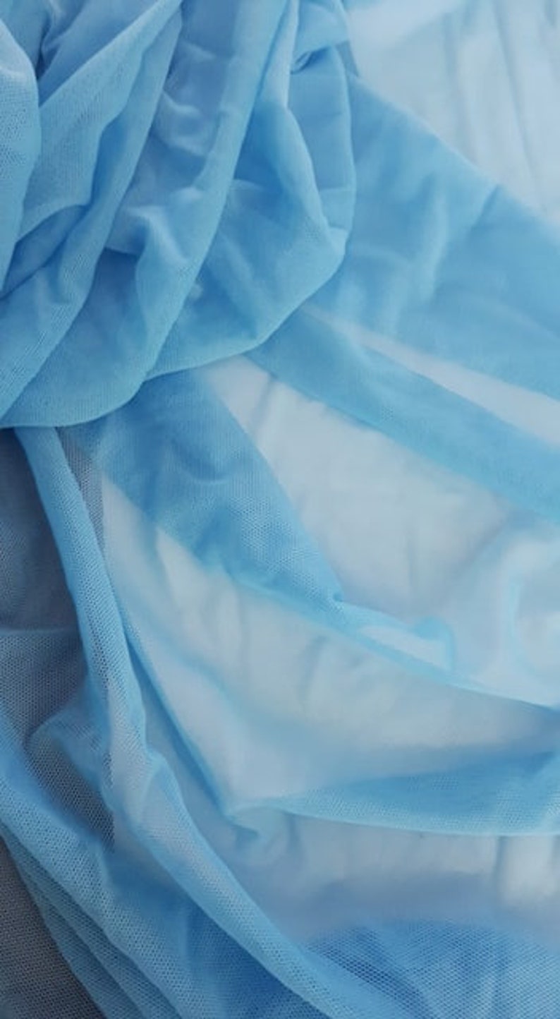 Blue Stretch Tulle Fabric, Sky Blue Wedding Dress Tulle Fabric ...