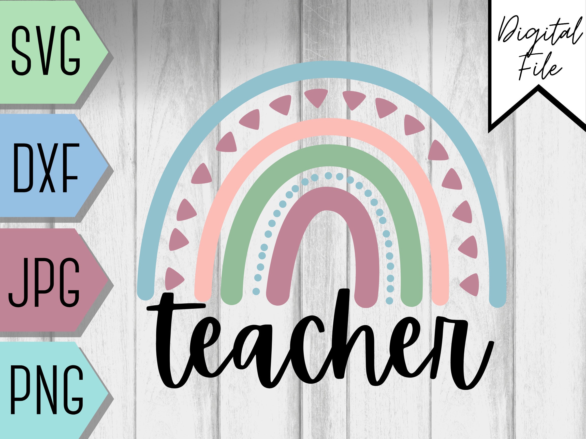 Teacher SVG Teacher Rainbow Svg Teacher Svg Rainbow Teacher - Etsy