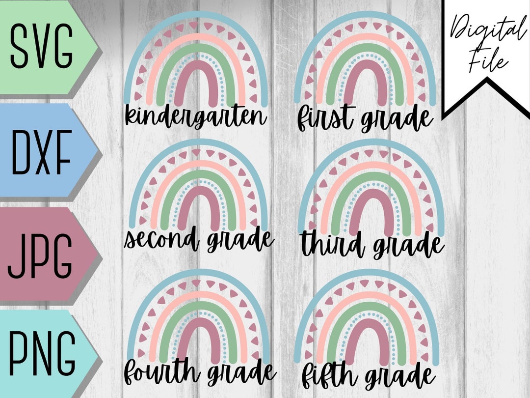 Teacher Rainbow Svg - Grade Level Svg, Grade Level Rainbow Svg, First ...