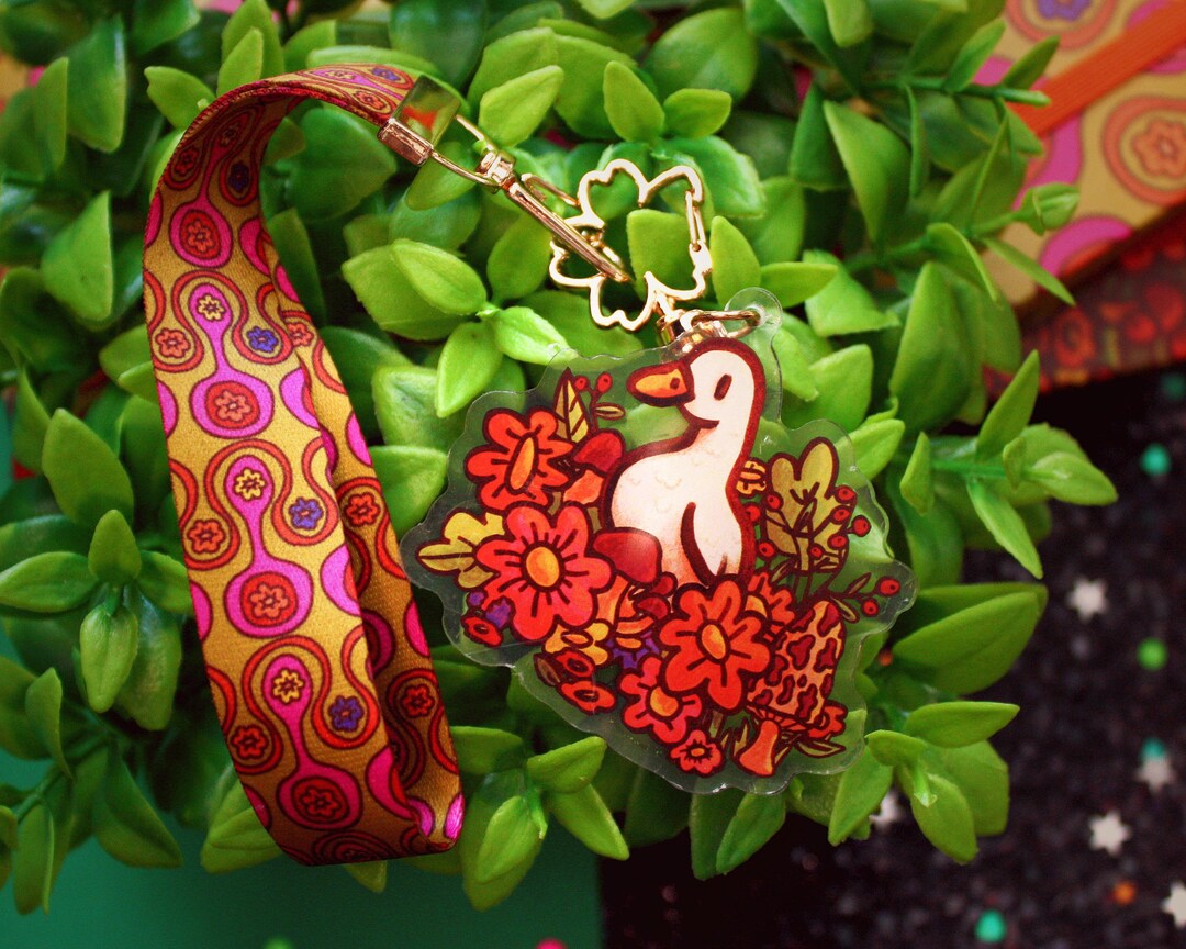 Garden Party Goose Retro Pattern Keychain and Wristlet Lanyard Combo - Etsy