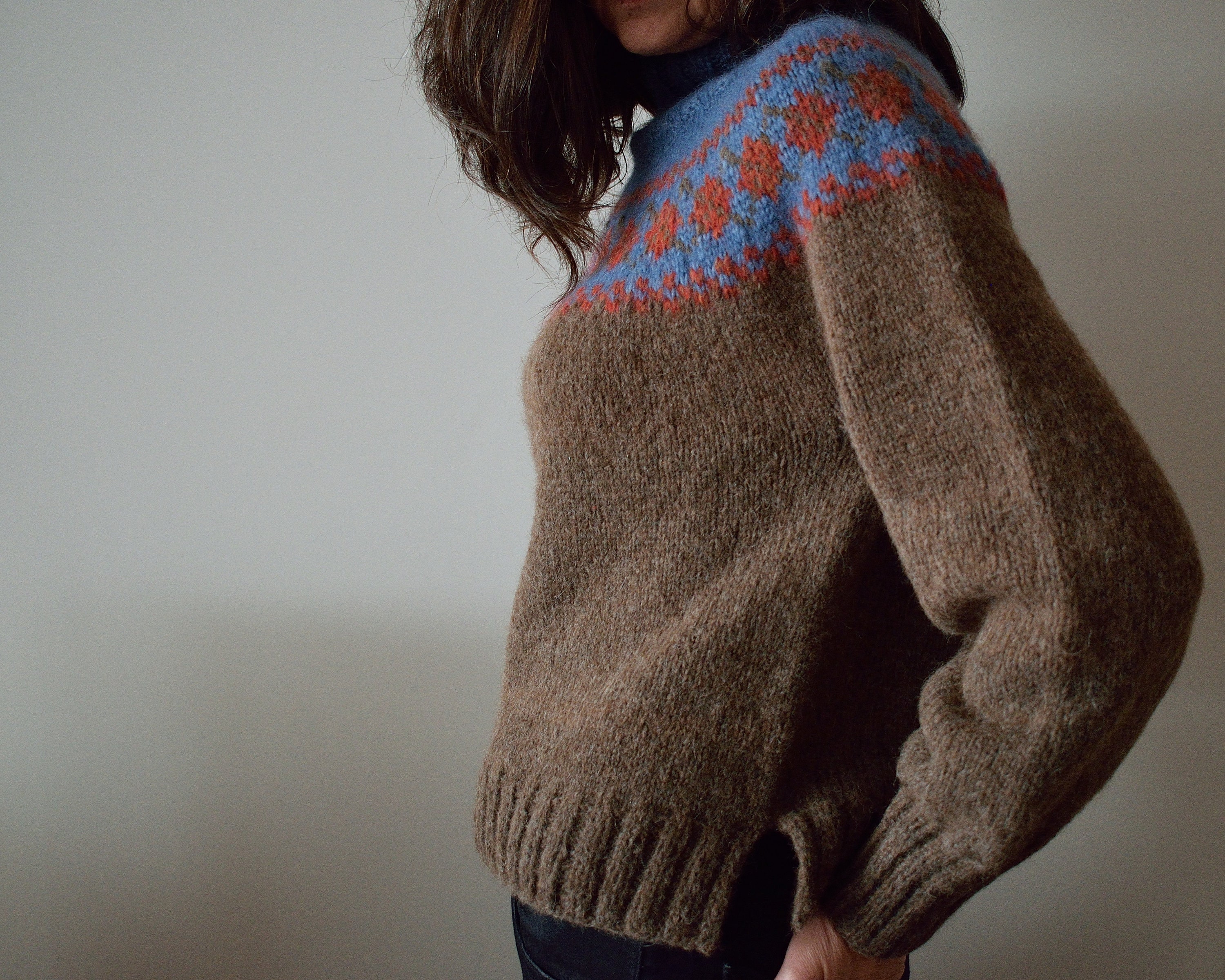 Hand Knitted Top Down Pullover. Yoke With Beautiful Drawing and Very ...
