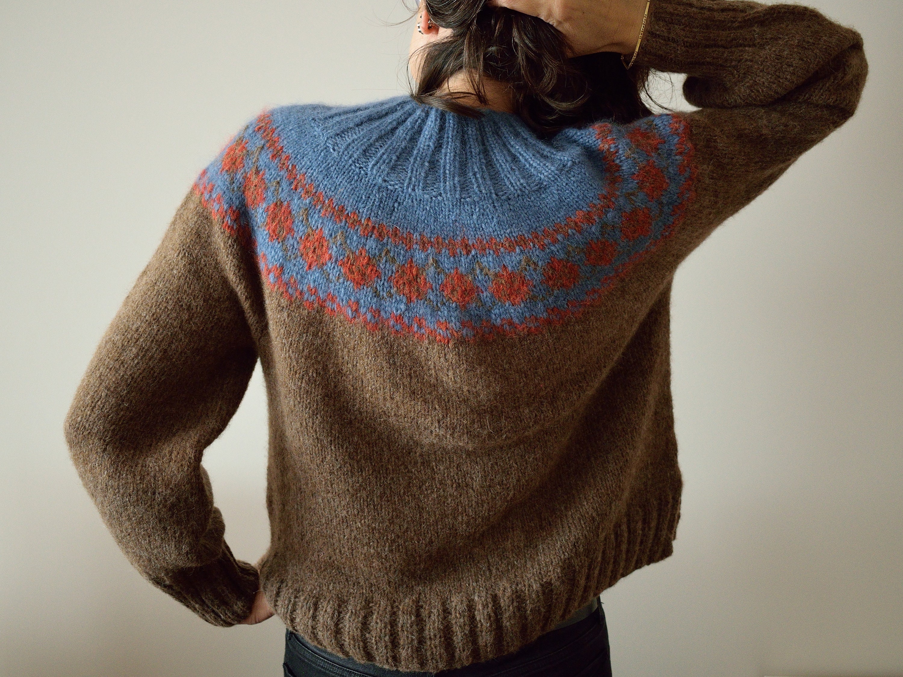 Hand Knitted Top Down Pullover. Yoke With Beautiful Drawing and Very ...