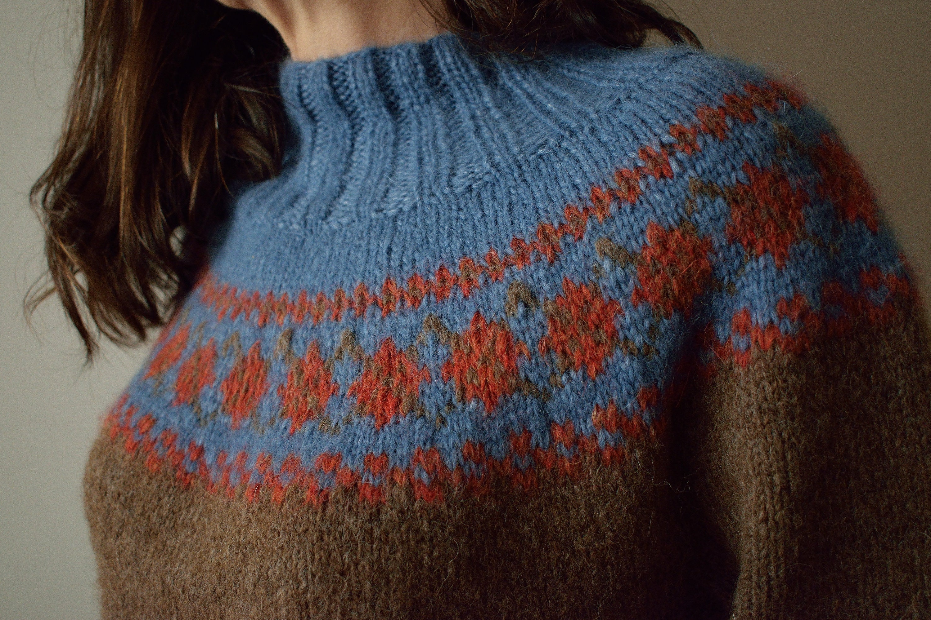 Hand Knitted Top Down Pullover. Yoke With Beautiful Drawing and Very ...