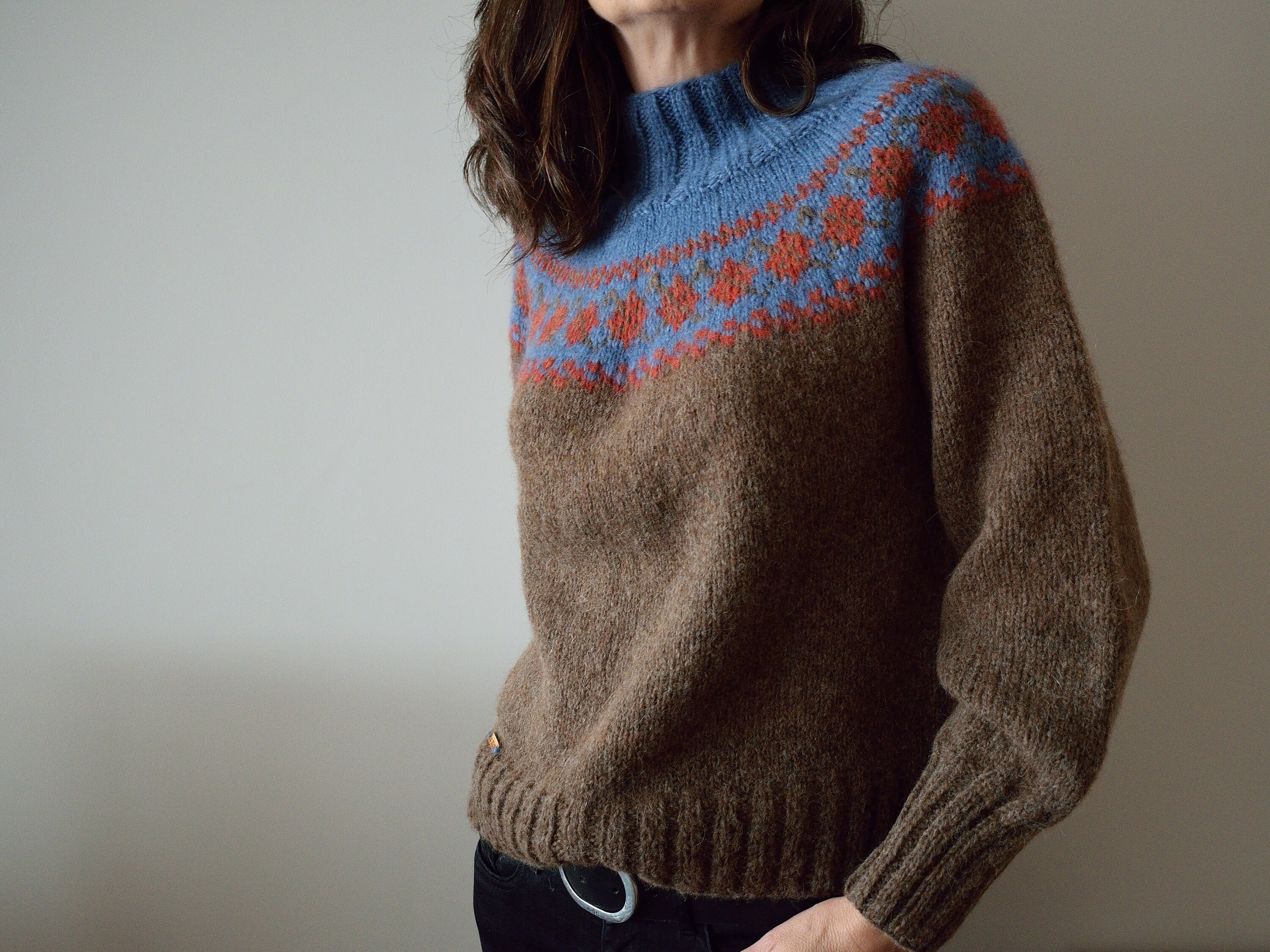 Hand Knitted Top Down Pullover. Yoke With Beautiful Drawing and Very ...