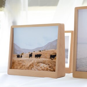 Solid Beechwood Photo Frame, Rustic Standing Picture Frame, Floating ...