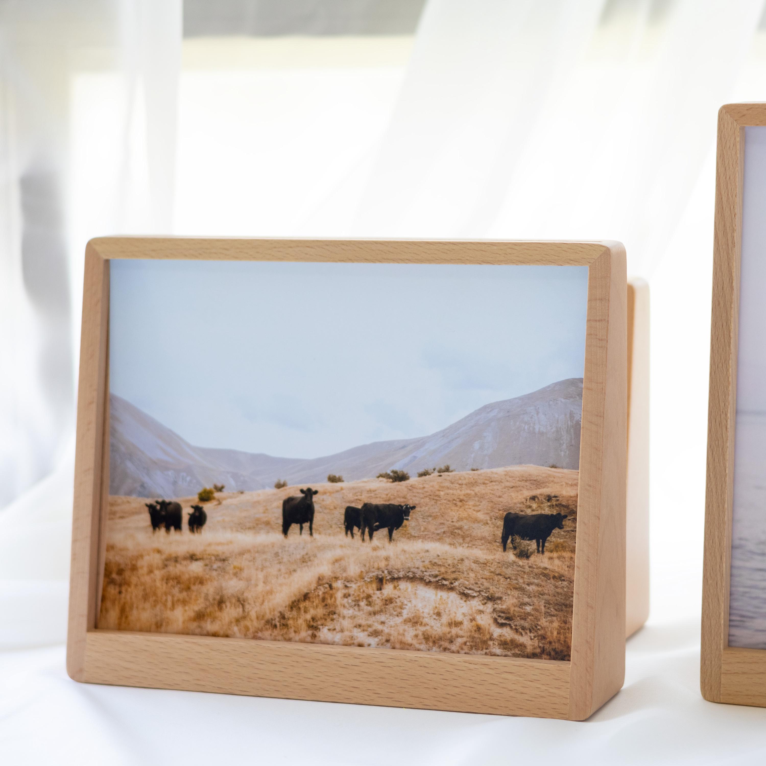 Solid Beechwood Photo Frame, Rustic Standing Picture Frame, Floating ...