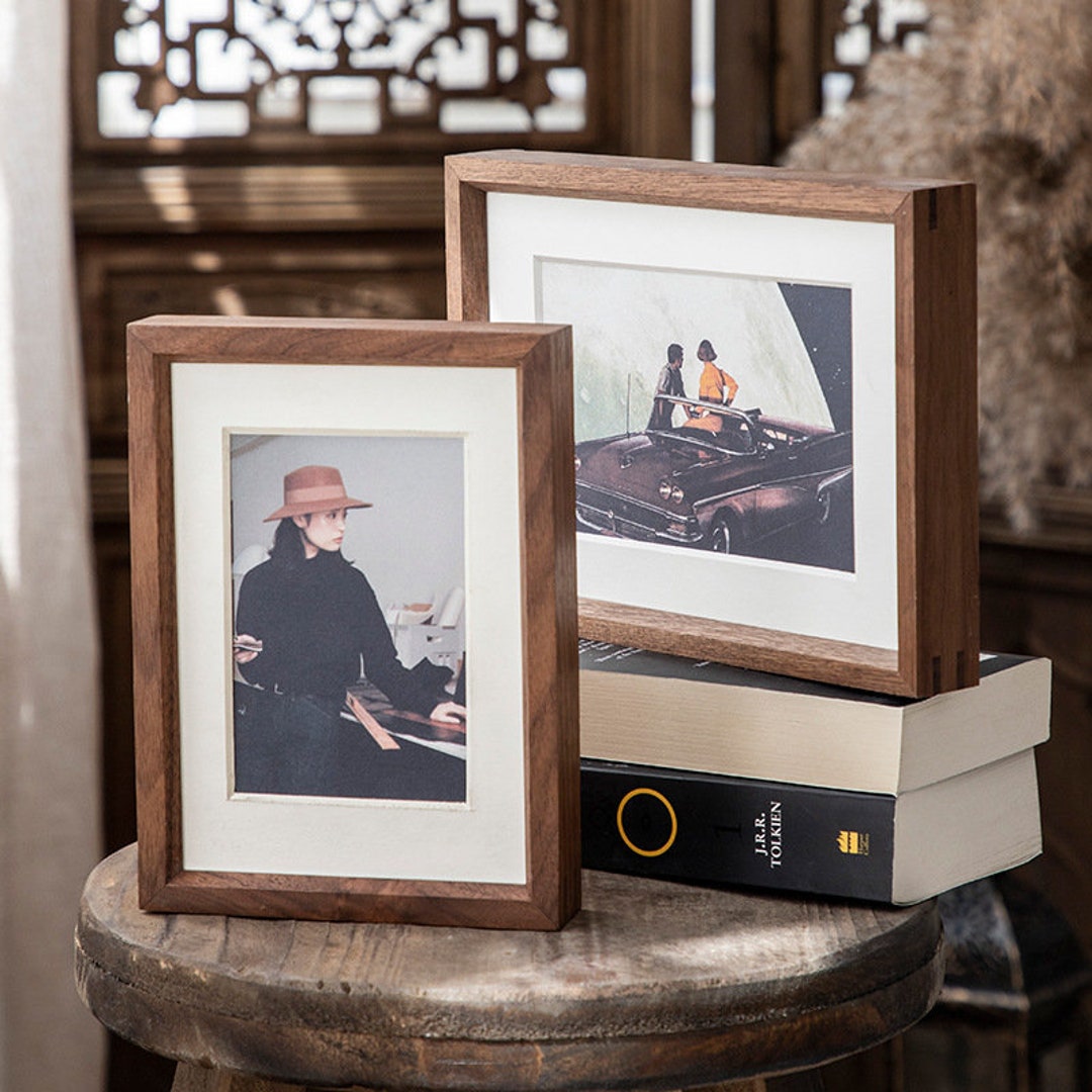 BLESS HSH Solid Wood Picture Frame Rustic Walnut Wood Photo Frame Set ...