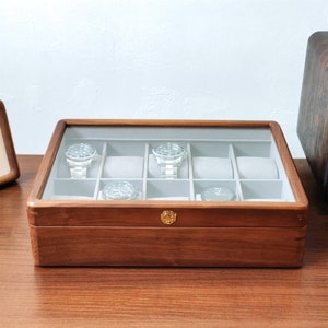 Hansimon Solid Wood Watch Box, Walnut Wood Watch Holder, Watch Storage ...