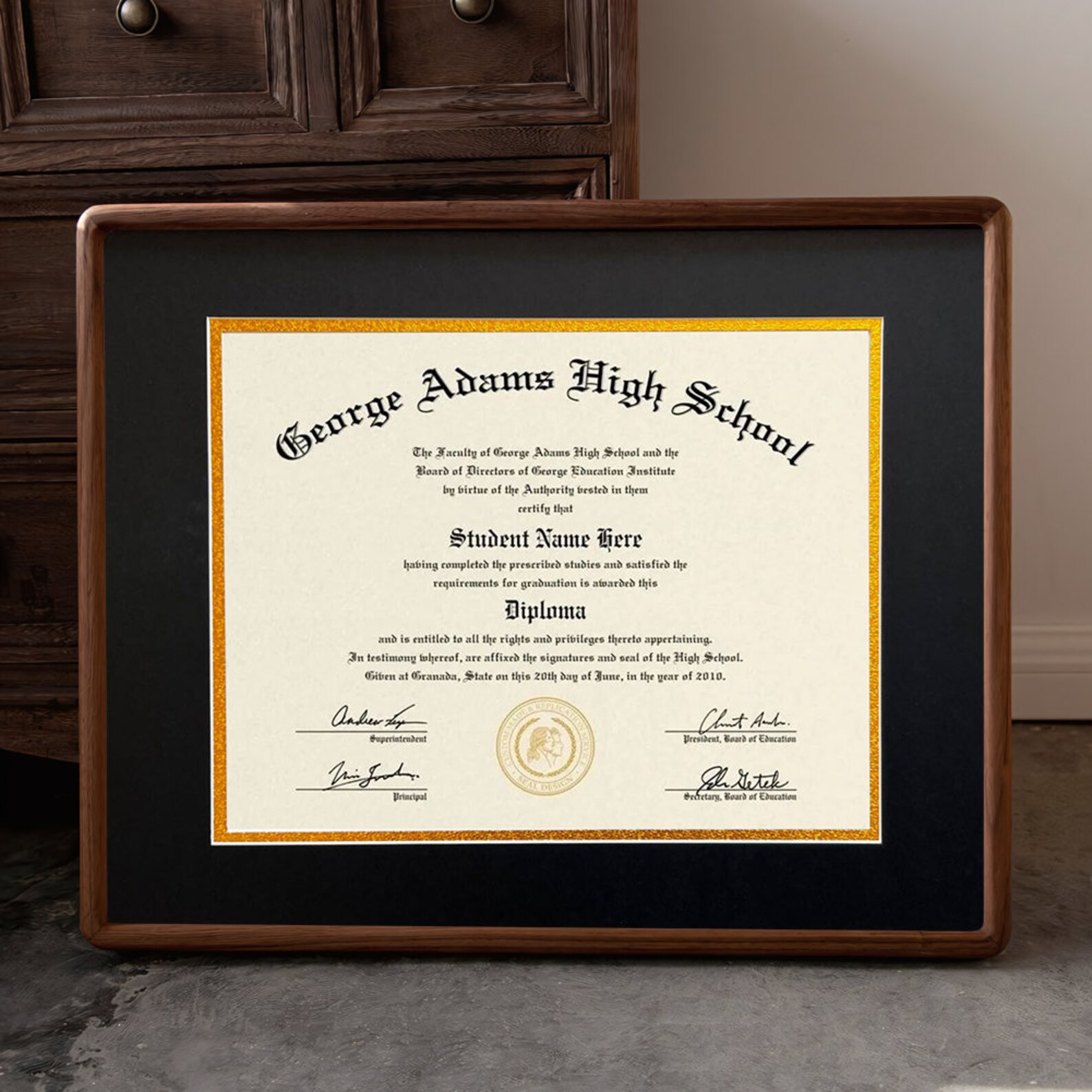 HONOR- Solid Walnut Wood Diploma Frame, College Diploma Plaque, 8.5x11 ...
