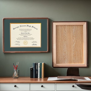 HONOR- Solid Walnut Wood Diploma Frame, College Diploma Plaque, 8.5x11 ...