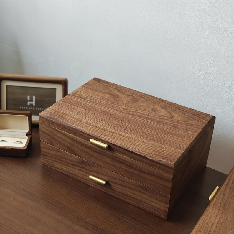 Solid Walnut Jewelry Box: Two-layer Large Jewelry Organizer - Etsy