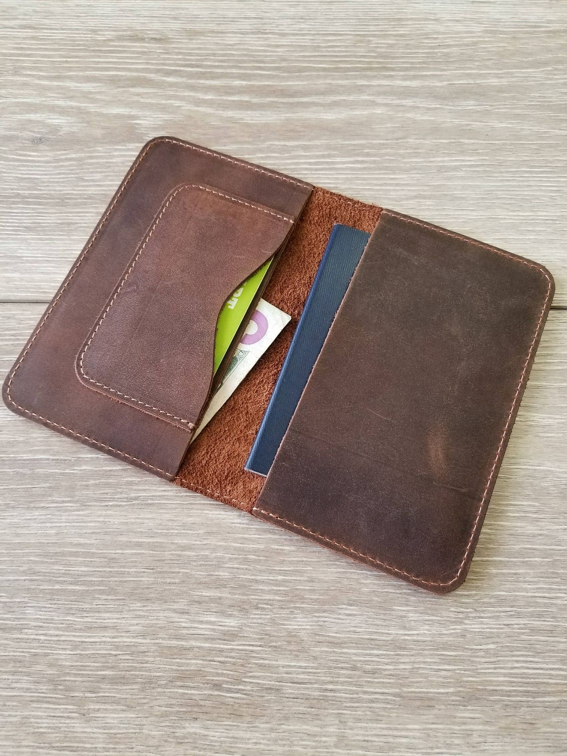Mens Wallet, Travel Journal With Pockets, Passport Wallet, Leather ...