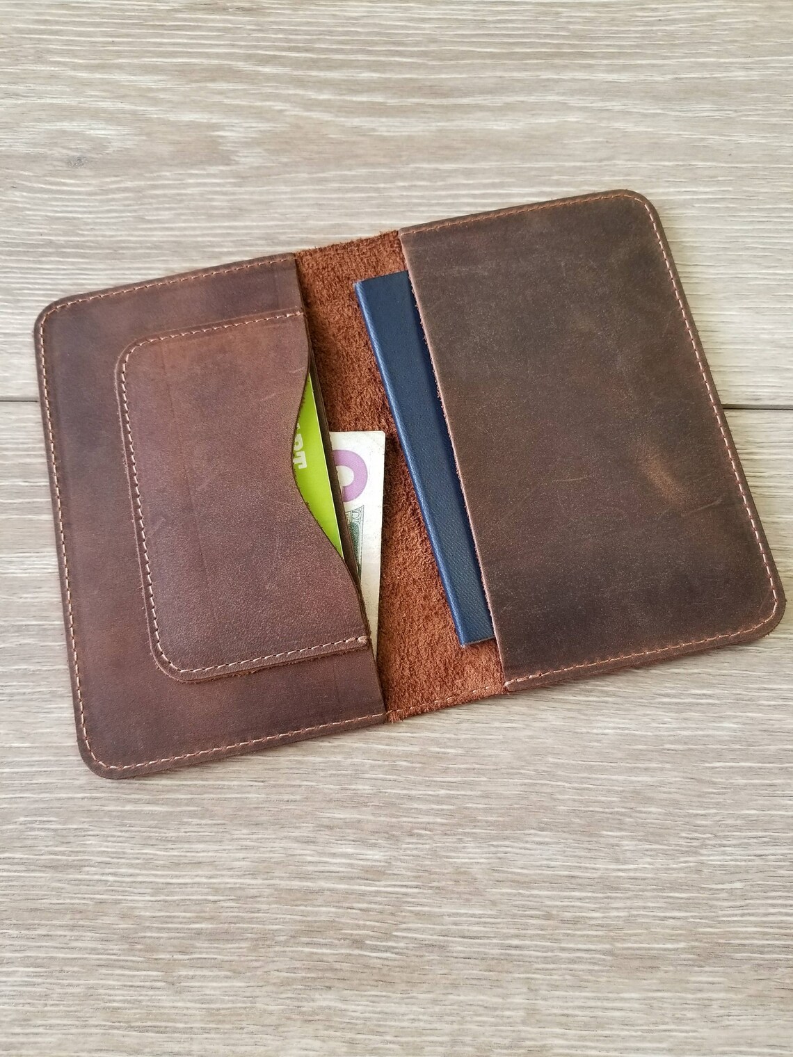 Mens Wallet, Travel Journal With Pockets, Passport Wallet, Leather ...