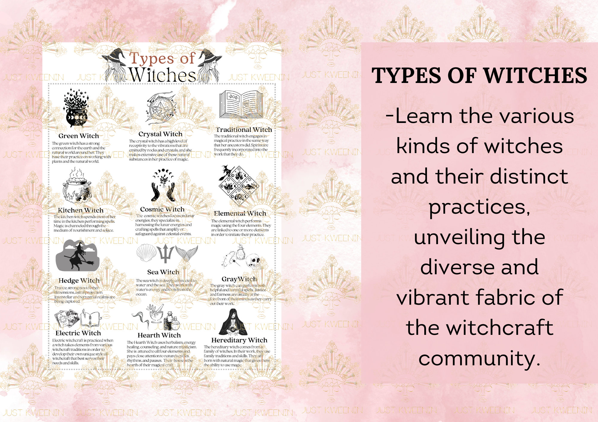 Types of Witches, Digital Downloads Beautiful Pages for You Book of ...